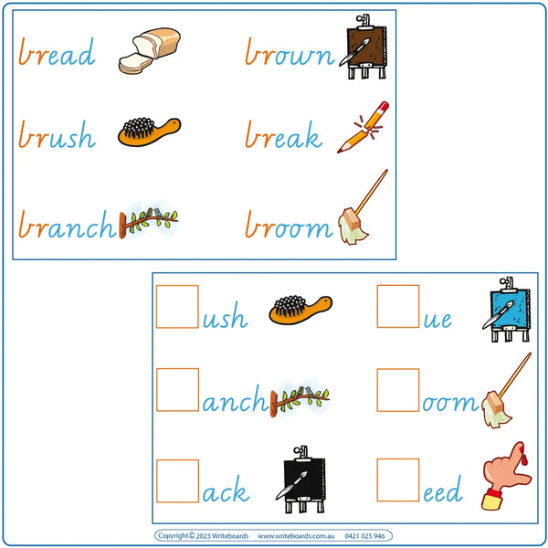 Phonic Consonant Blends - VIC Modern Cursive Font | Writeboards ...