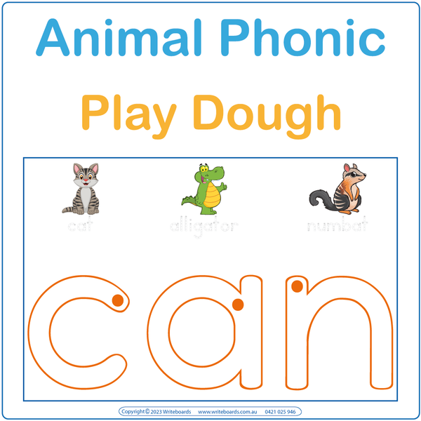 Animal Phonics Play Dough Worksheets - Writeboards
