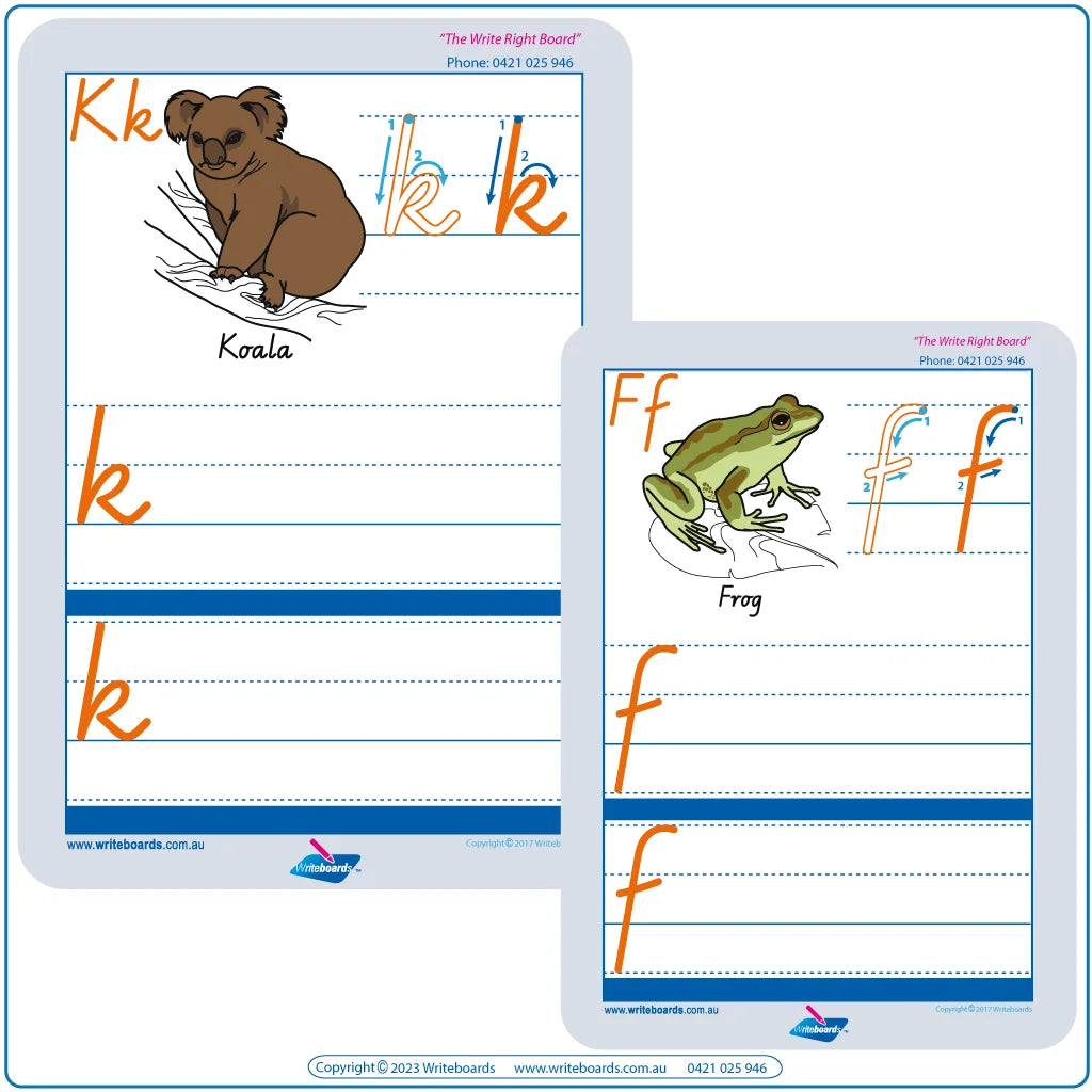 Australian Animal Pack - VIC Modern Cursive Font - Writeboards