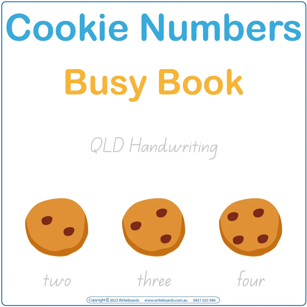 Busy Book Cookie Numbers - QLD Handwriting - Writeboards
