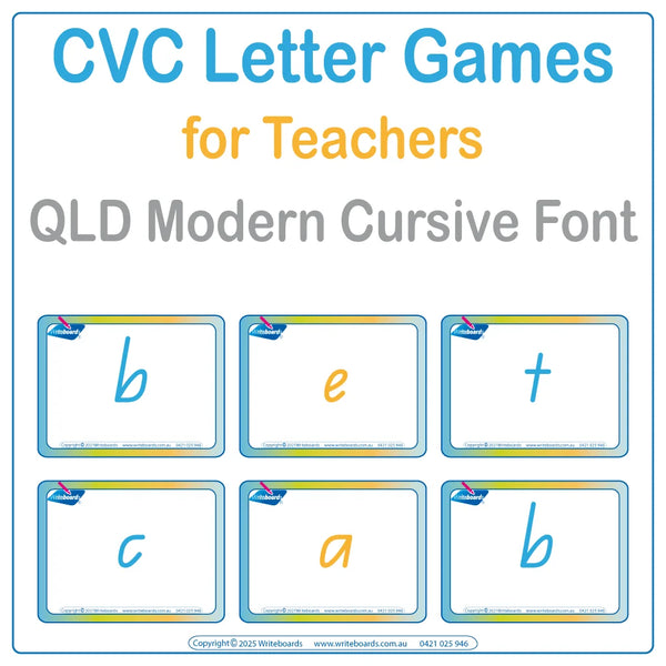 CVC Letter Word Games – QLD Modern Cursive Font Literacy Resources ...