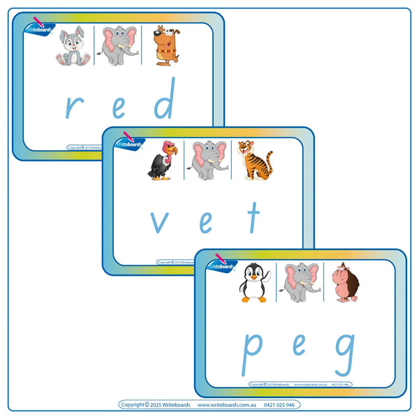 Middle Letter 'E' CVC Flashcards – SA Modern Cursive for Teachers ...