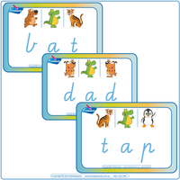 CVC Flashcards Middle Letter A | VIC, NT & WA Handwriting - Writeboards