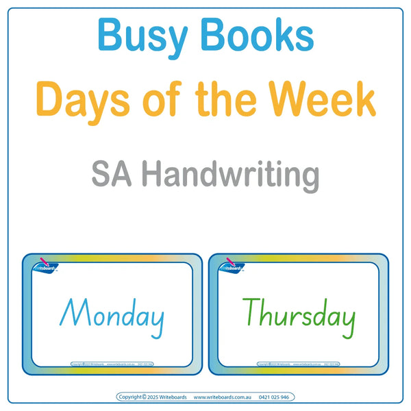 Days of the Week Busy Book Ages 3+ | SA School Handwriting - Writeboards