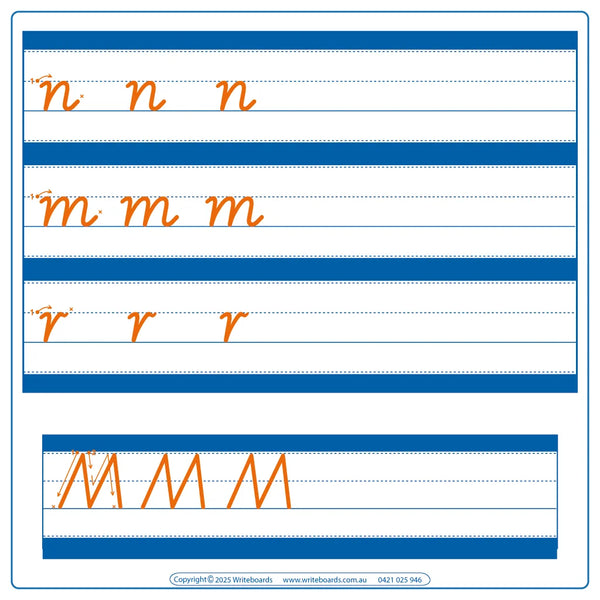 Family Alphabet Worksheets - VIC Modern Cursive Font - Writeboards