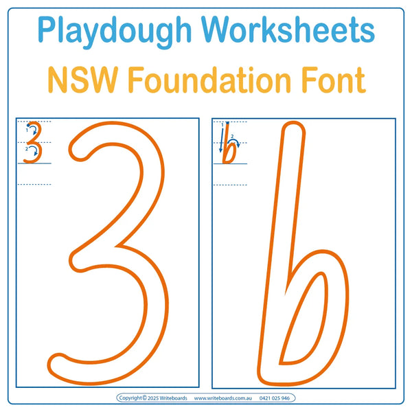 Lowercase and Number Worksheets - NSW Foundation Font - Writeboards