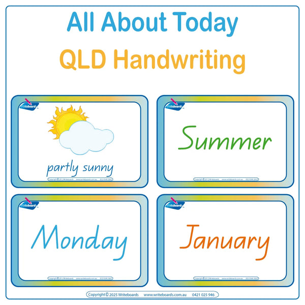 QLD Beginner Font | All About Today Flashcards & Worksheets - Writeboards