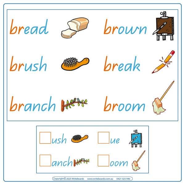 QLD Modern Cursive Font Phonic Consonant Blends Worksheets - Writeboards