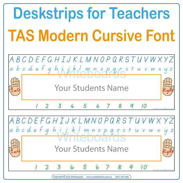 TAS Modern Cursive Font Desk Strips – Printable Resources for Teachers ...