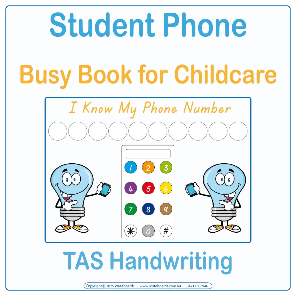TAS Modern Cursive Students Phone Number Busy Book for Childcare ...