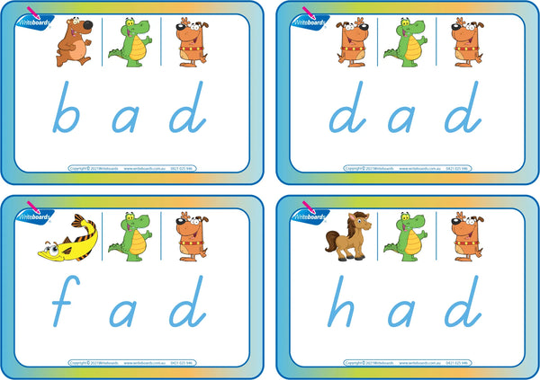 Middle Letter 'A' CVC Flashcards – TAS Modern Cursive for Teachers ...