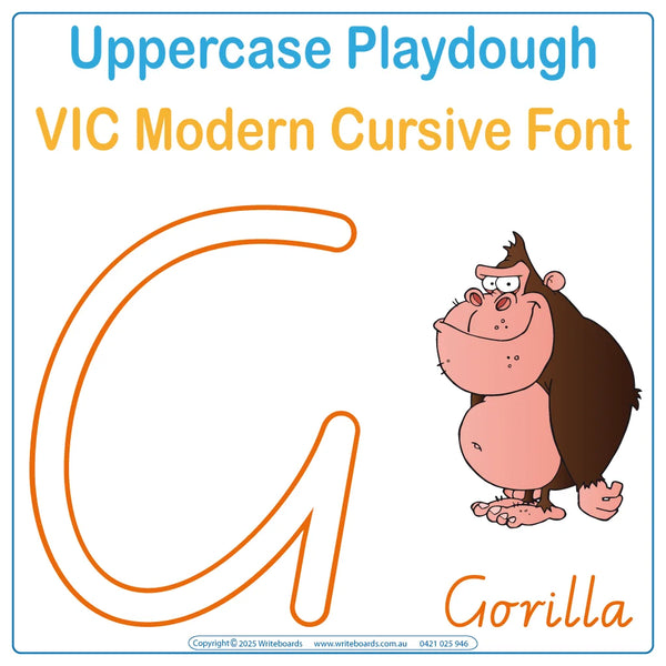 VIC Modern Cursive Font Uppercase Letter Worksheets - Writeboards