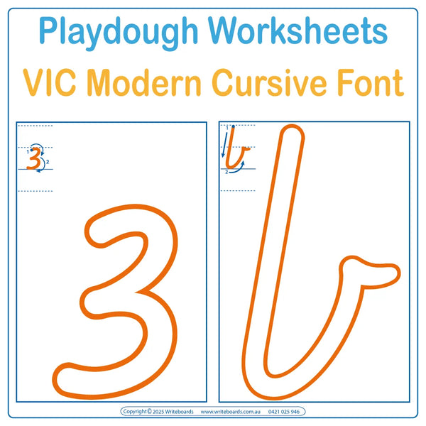 VIC Modern Cursive Letters and Number Worksheets - Writeboards