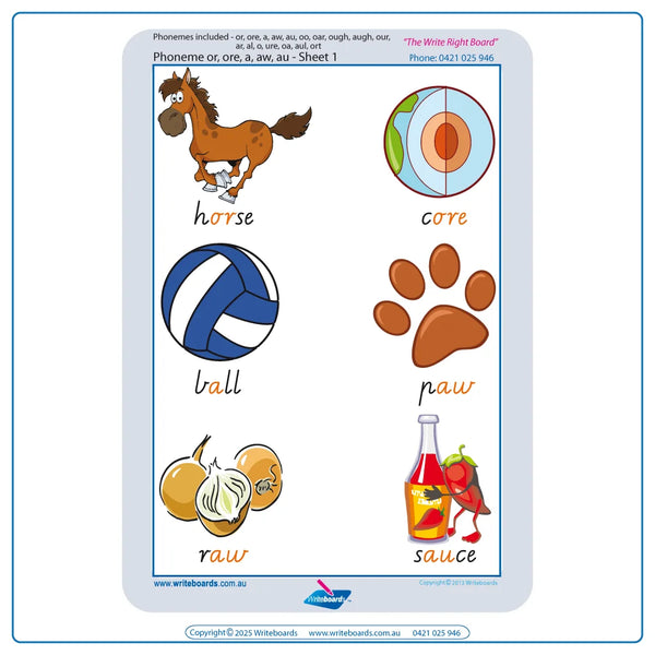 VIC Modern Cursive Font Vowel Phoneme Posters - Writeboards