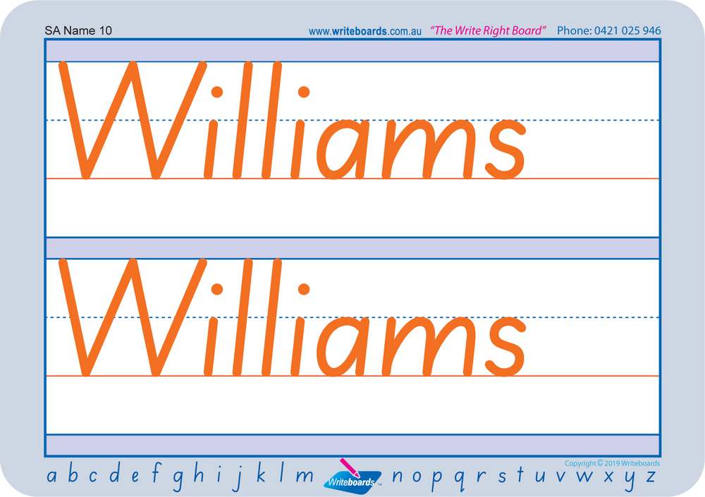 Teach Your Child How to Write Their Name using SA Modern Cursive Font