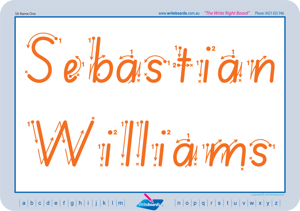Teach Your Child How to Write Their Name using SA Modern Cursive Font
