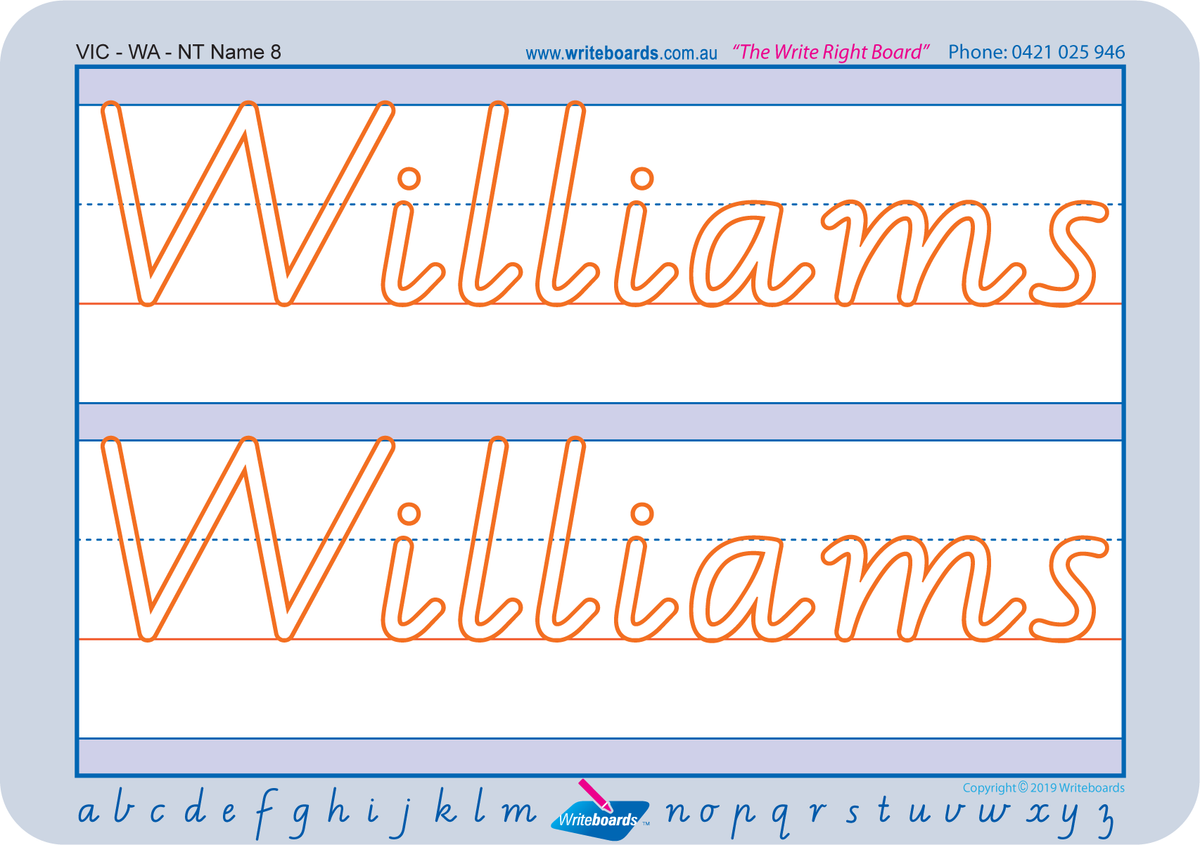 Teach Your Child How to Write Their Name using VIC Modern Cursive Font