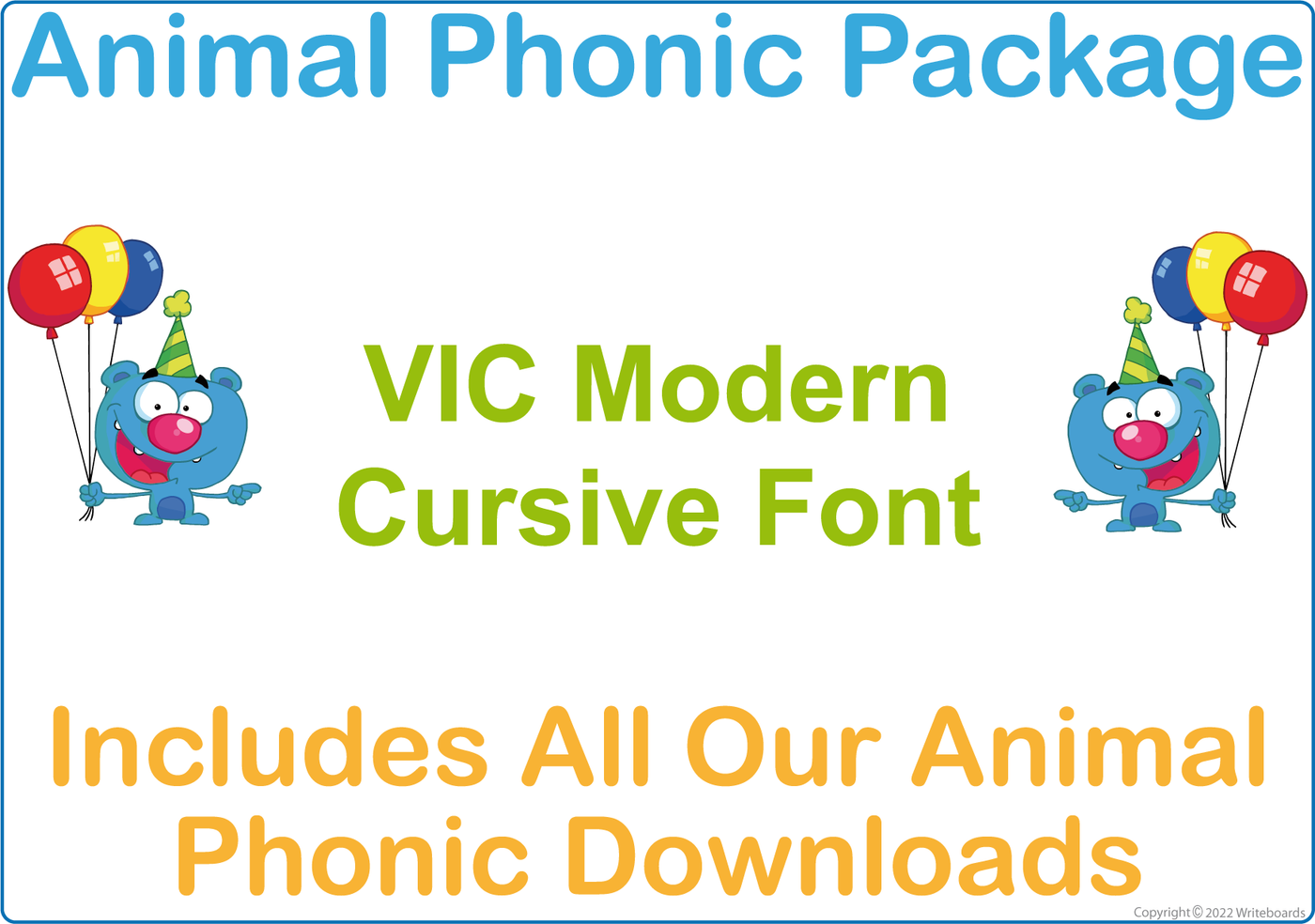 VIC Modern Cursive Font CVC Flashcard & Games Package - Writeboards