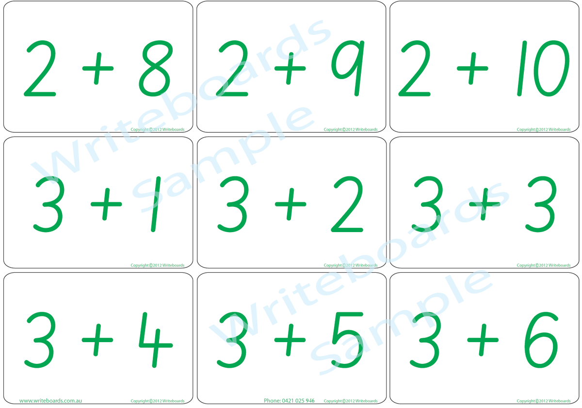 Arithmetic Bingo - SA Modern Cursive Font - Writeboards
