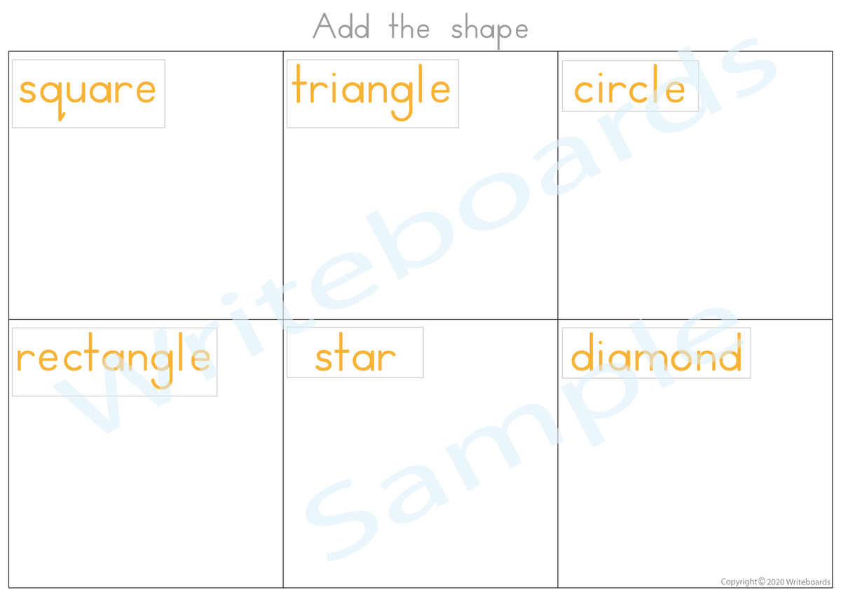 Busy Book Shapes Package - Writeboards