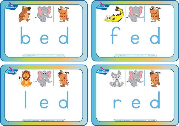 CVC Flashcards and Games Bundle | Ball & Stick Handwriting - Writeboards