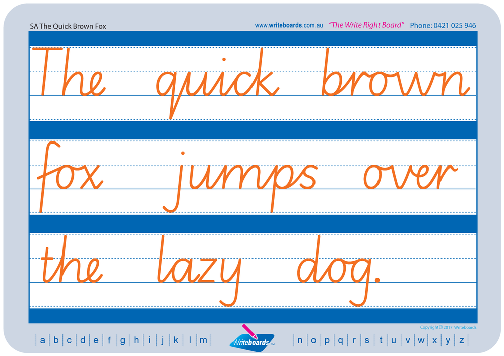 Cursive Writing Worksheets - SA Modern Cursive Font | Writeboards ...