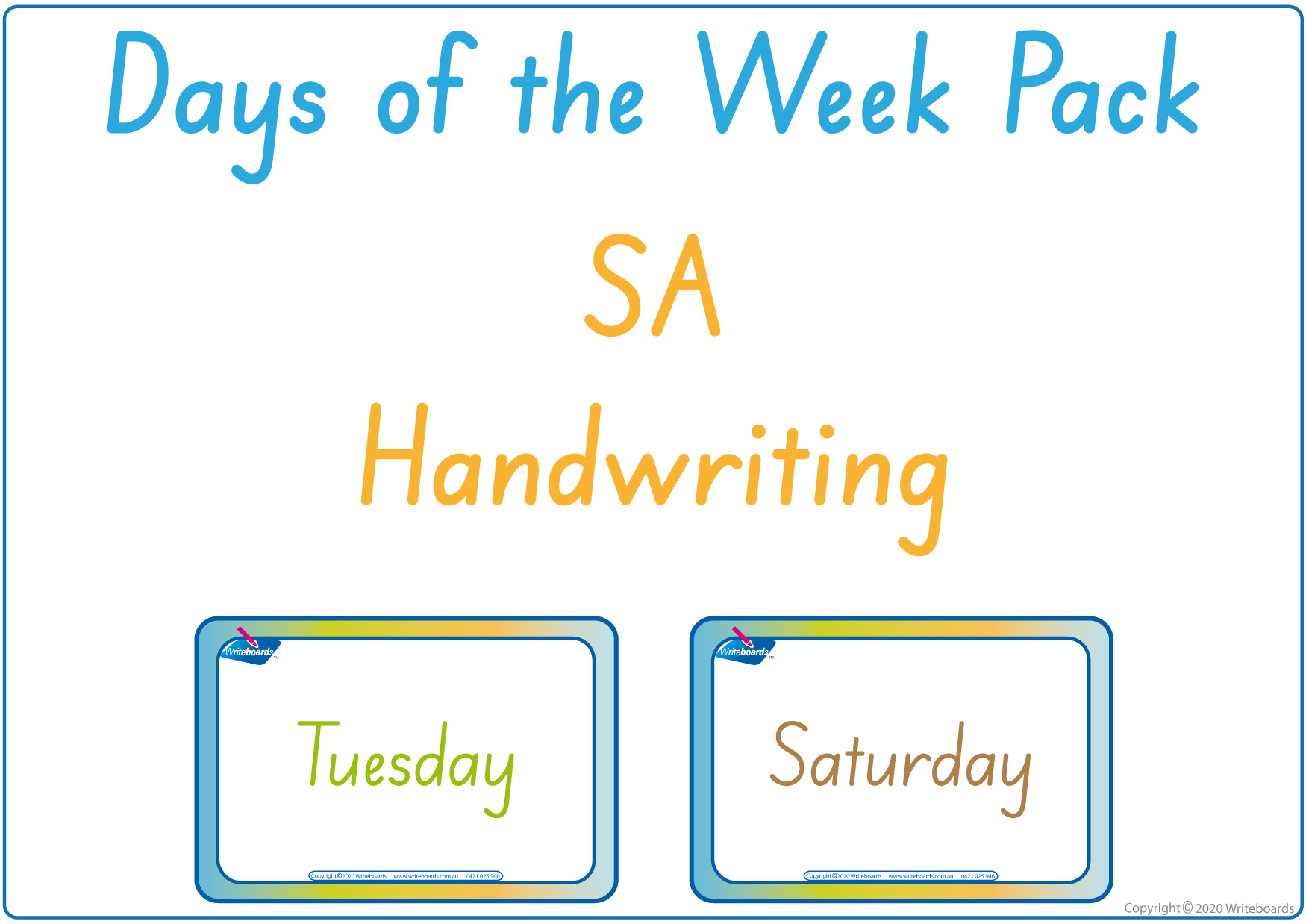 Busy Book Days of the Week - SA Handwriting | Writeboards | Children’s ...