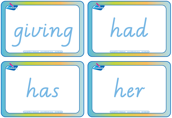 Dolch Words Flashcards - VIC Modern Cursive Font - Writeboards