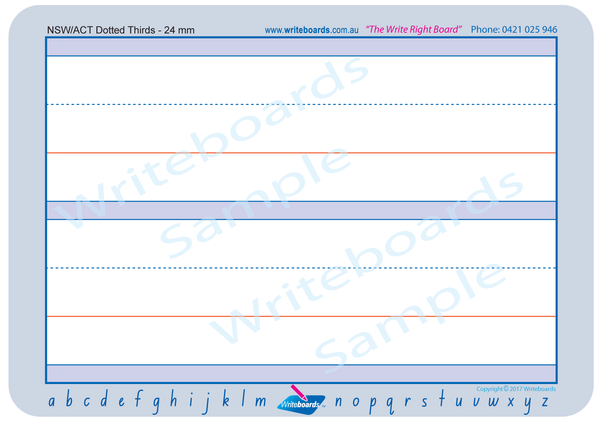 Dotted Third Writing Lines - NSW Foundation Font - Writeboards