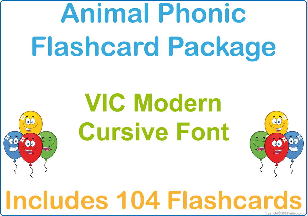 VIC Modern Cursive Font CVC Flashcard & Games Package - Writeboards
