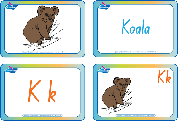 Aussie Animal Alphabet Flashcards - NSW Foundation Font - Writeboards