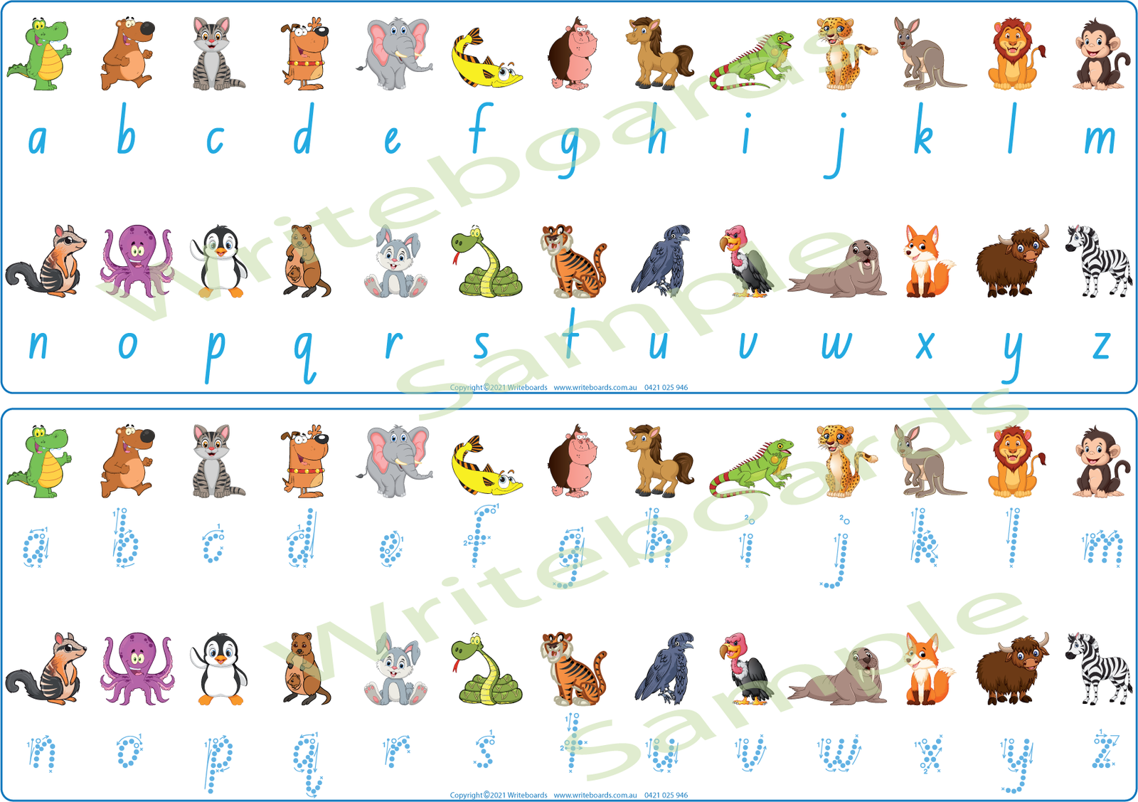 NSW Foundation Font Animal Phonics Desk Strips | Writeboards | Children ...
