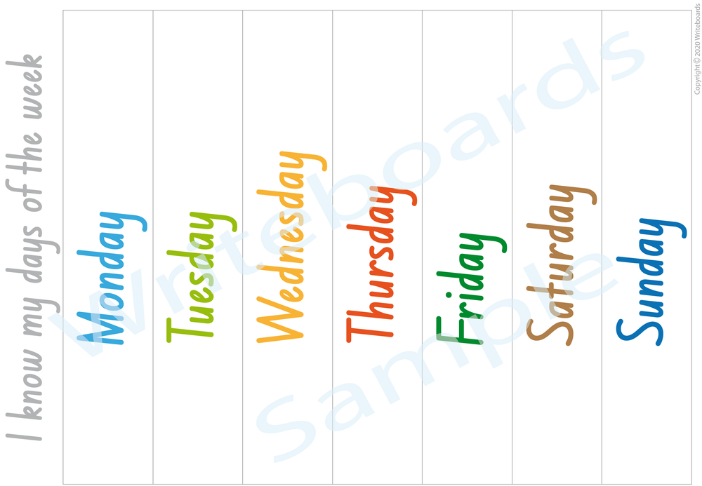 Busy Book Days of the Week - NSW and ACT Handwriting | Writeboards ...