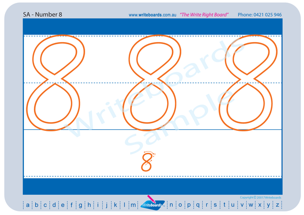 SA Modern Cursive Font Beginner Number Worksheets - Writeboards