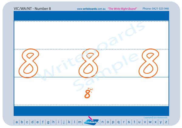 VIC Modern Cursive Font Beginner Number Worksheets - Writeboards