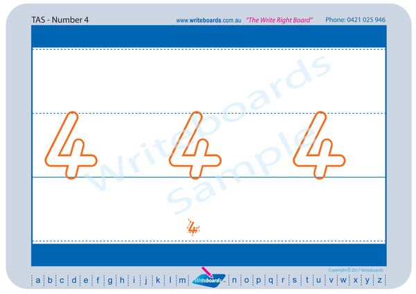 TAS Modern Cursive Font Beginner Number Worksheets - Writeboards