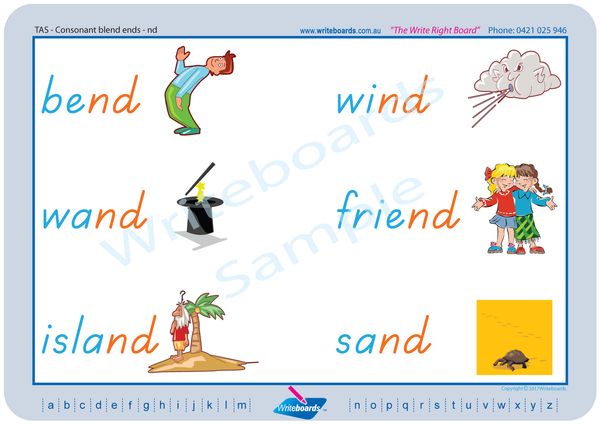 Colour-Coded Phonic Blends for Kindy - TAS Modern Cursive Font ...