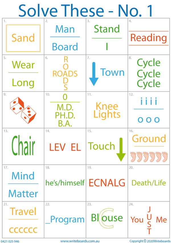 Rebus Puzzles | Writeboards | Children’s Writing Board