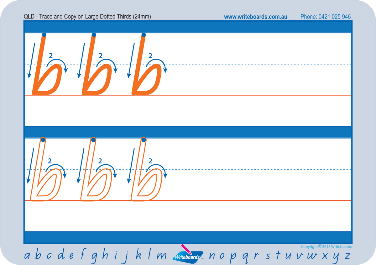 QLD Beginner Font | Dotted Third Alphabet Tracing Worksheets - Writeboards