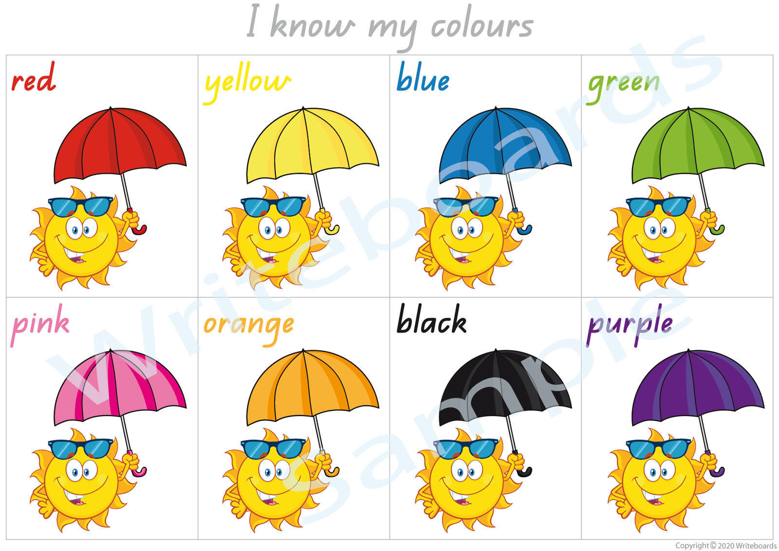Busy Book Colours using Umbrellas - QLD Handwriting | Writeboards ...
