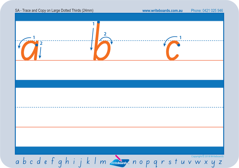 Large Dotted Third Letters - SA Modern Cursive Font - Writeboards