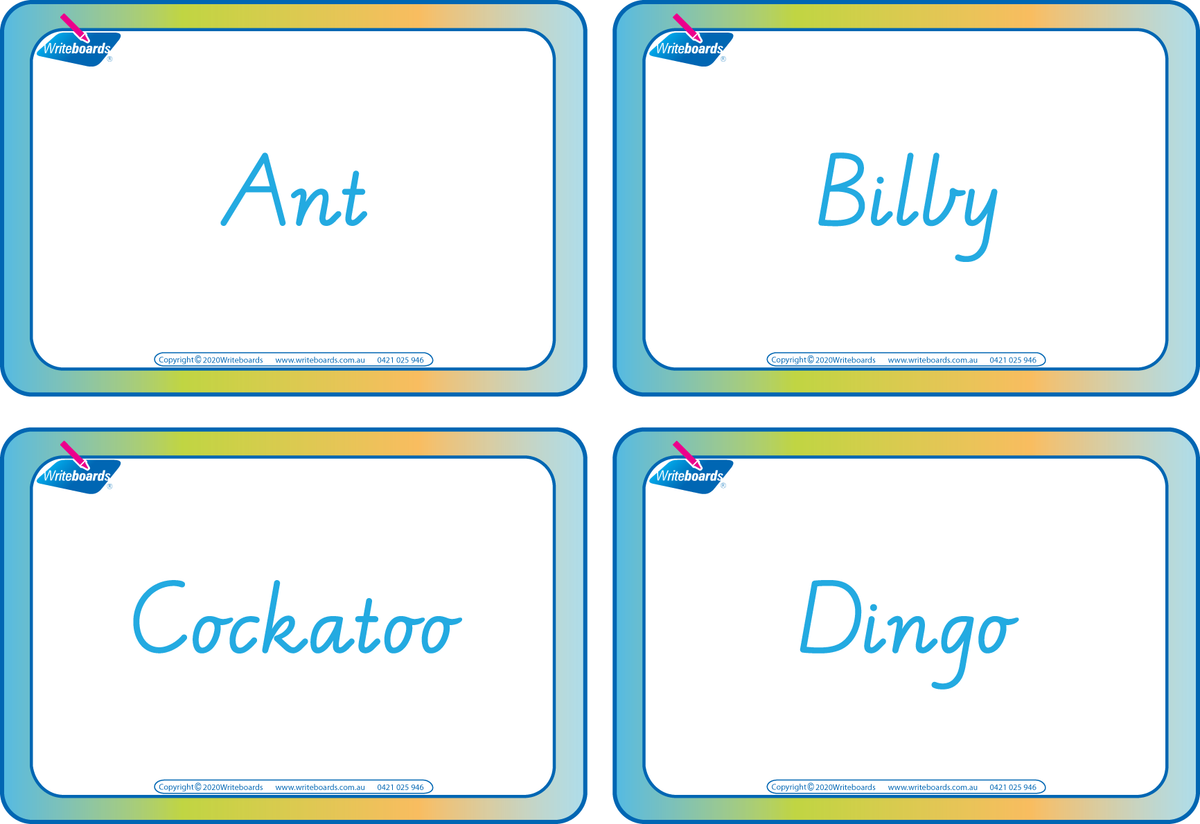 Aussie Animal Alphabet Flashcards | VIC Modern Cursive Font Ages 3 ...