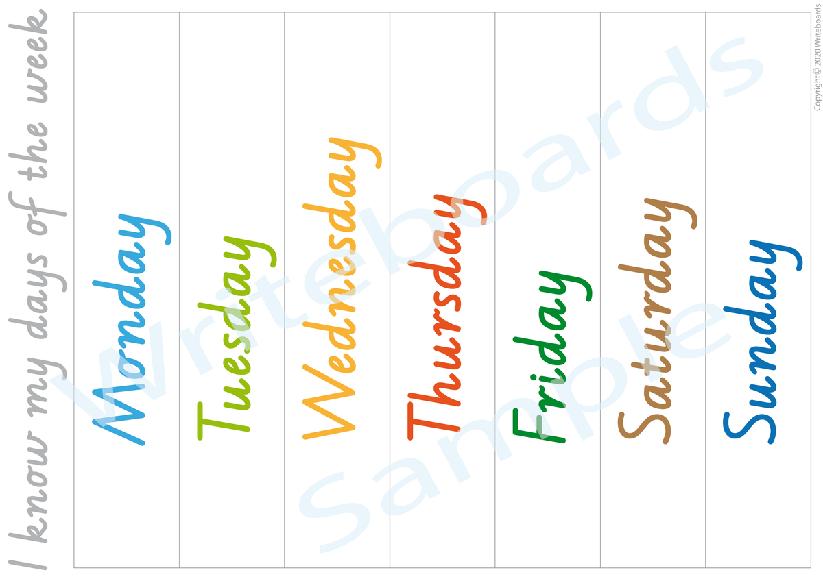 Busy Book Days of the Week - VIC, WA & NT Handwriting | Writeboards ...
