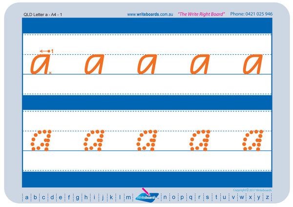School Starter Worksheets - QLD Modern Cursive Font - Writeboards